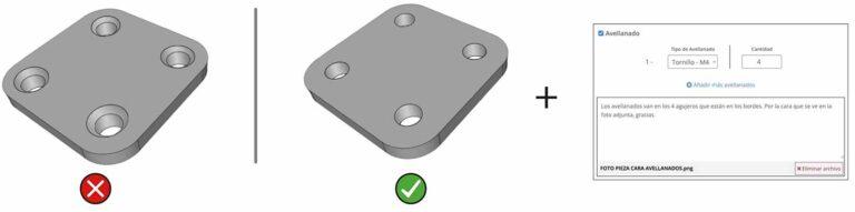 Guía de diseño para piezas con roscas y avellanados