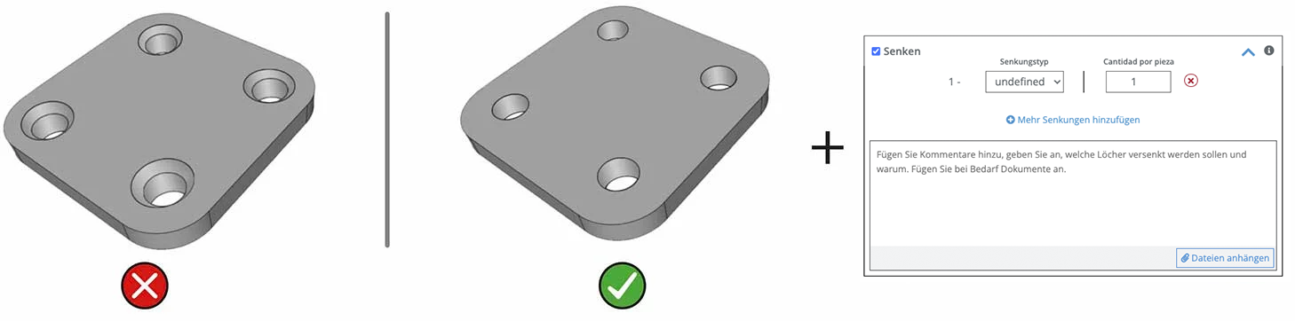 ᐈ Designguide für Teile mit Gewinden und Senkungen