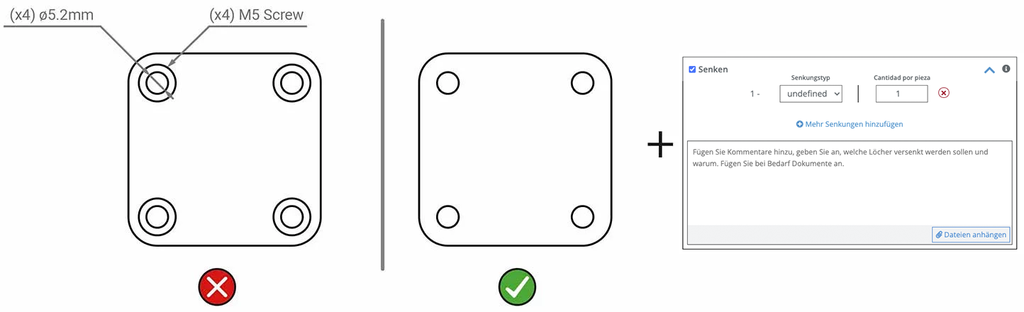 ᐈ Designguide für Teile mit Gewinden und Senkungen